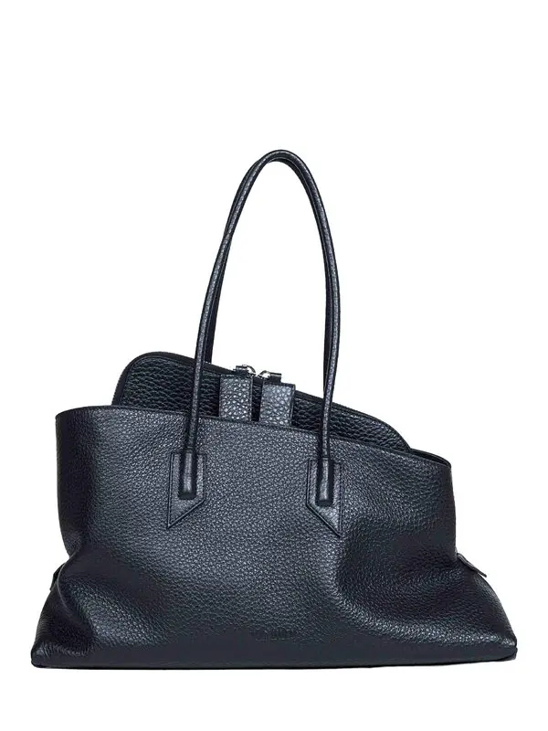 Attico Black Grained Leather La Passeggiata Medium Top Handle Bag - Multicolor