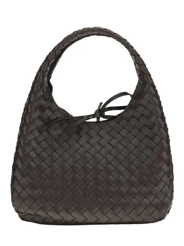 Bottega Veneta Campana Shoulder Bag In Woven Intrecciato Leather - Brown
