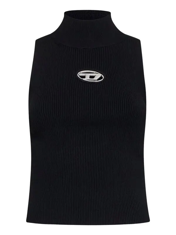 DIESEL® Ribbed High-collar Sleeveless Top - Multicolor