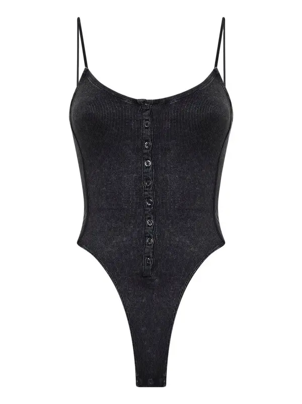 DIESEL® Dark Grey Marbled Ribbed Jersey T-ley Bodysuit - Multicolor