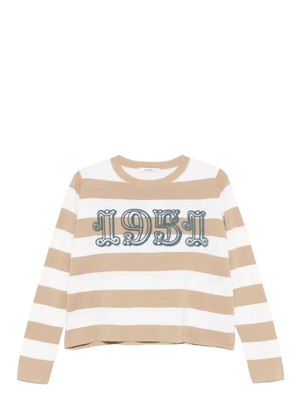 Max Mara Striped Wool Crew Neck Long Sleeve Sweater - Multicolor