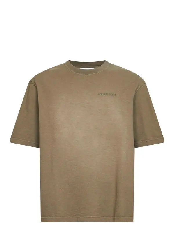 GOLDEN GOOSE Beige Bleached Cotton Jersey Journey T-shirt - Multicolor