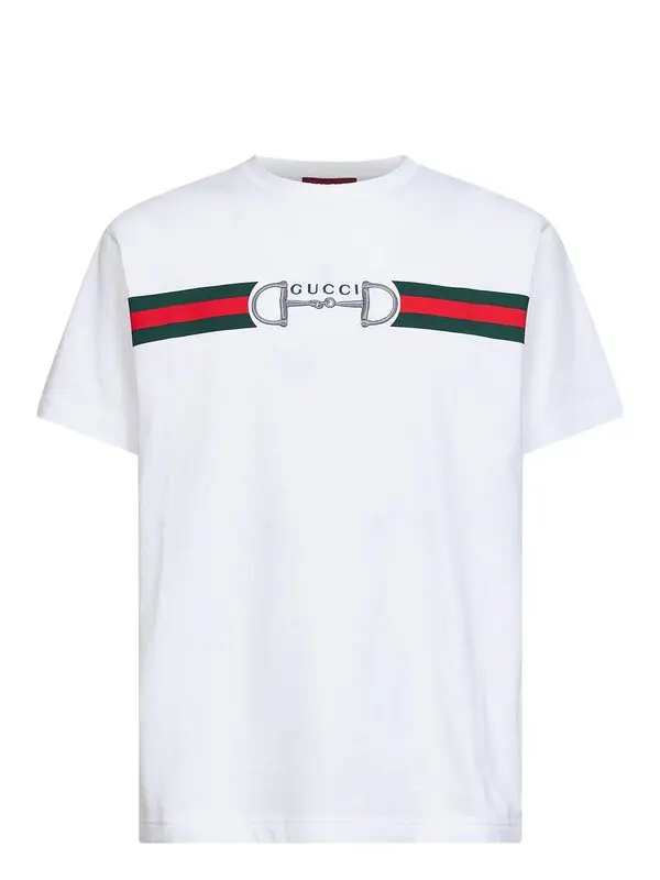 Gucci White Cotton Jersey Embroidered T-shirt - Multicolor