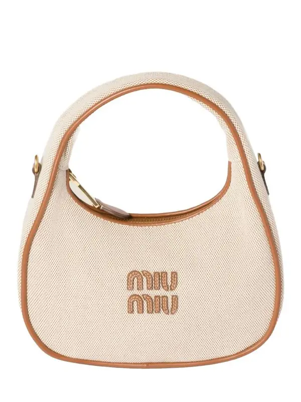 Miu Miu Wander Canvas And Leather Small Hobo Bag - Multicolor