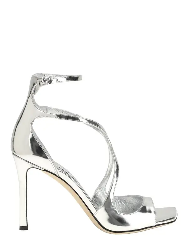JIMMY CHOO Azia Patent Leather Strappy Sandals - Silver