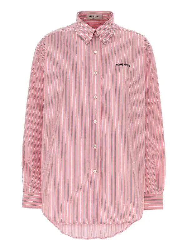 Miu Miu Embroidered Poplin Oversize Shirt - Multicolor