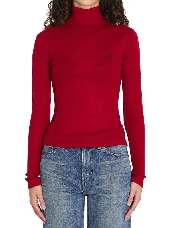 Celine Triomphe Embroidery High Neck Long Sleeve Knitwear - Multicolor
