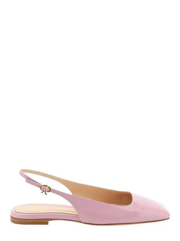 GIANVITO ROSSI Patent Leather Flat Slingback Sandals - Pink