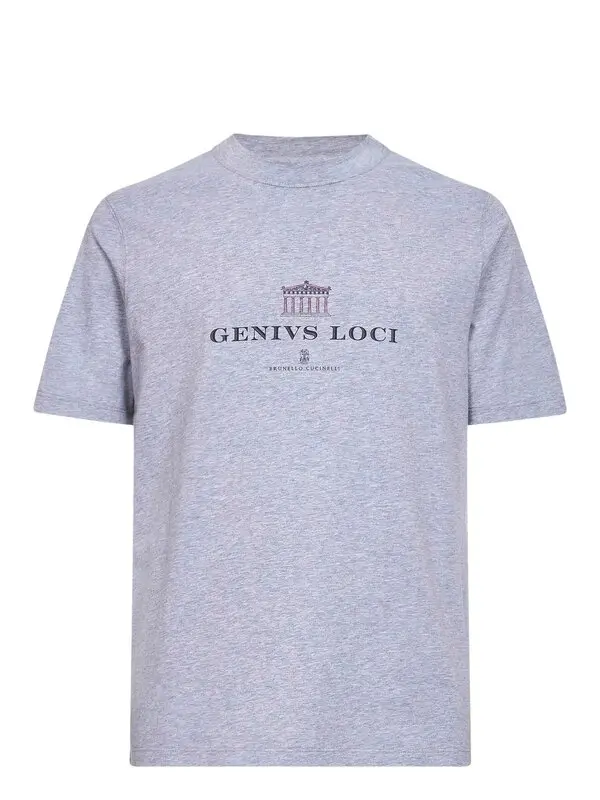 Brunello Cucinelli Grey Jersey Printed Crewneck T-shirt - Multicolor
