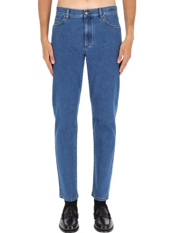 Zegna Jeans Roccia, Slim Fit, Cotton Blend - Blue