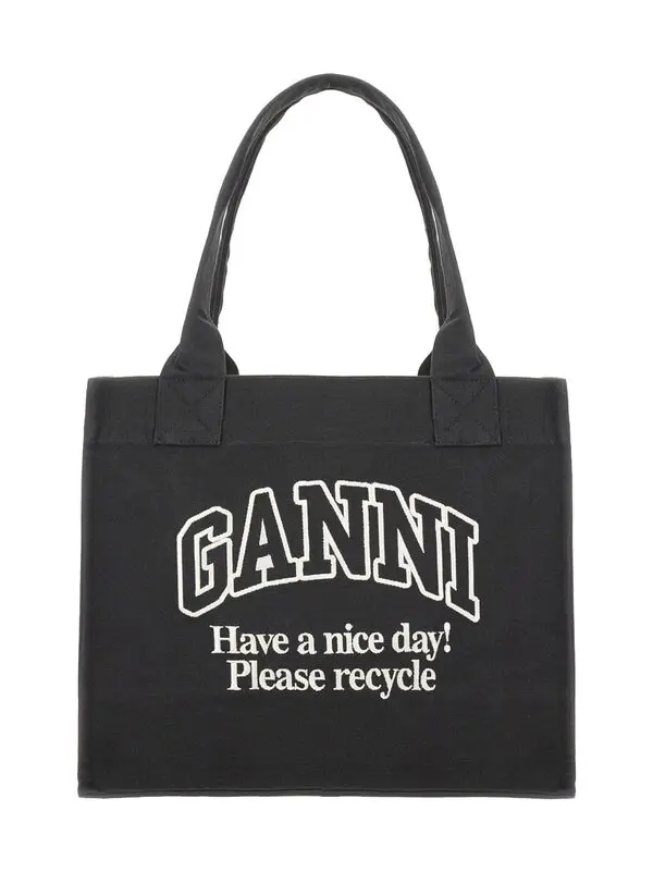 GANNI Large Tote Bag With Logo - Multicolor