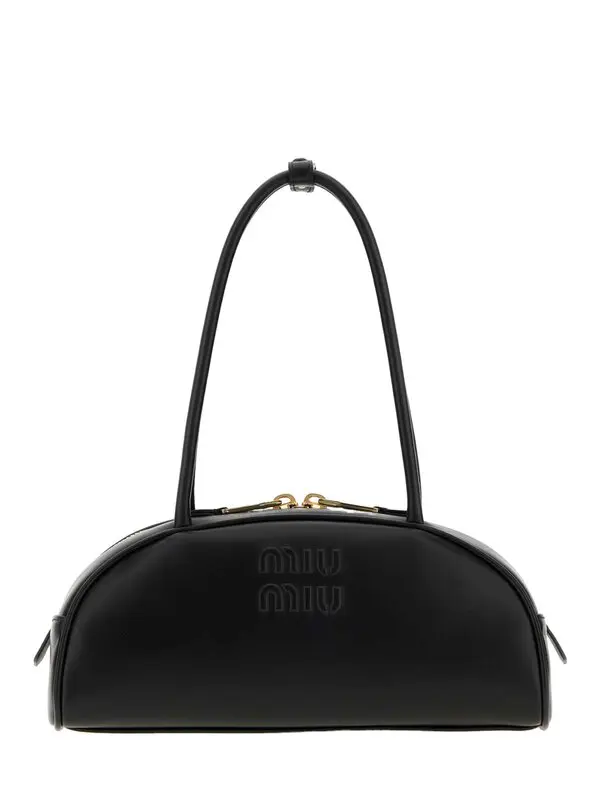 Miu Miu Mini Wander Handbag In Two-tone Fabric - Black