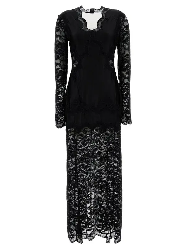Rabanne Long Lace Dress With Semi-sheer Fabric - Multicolor