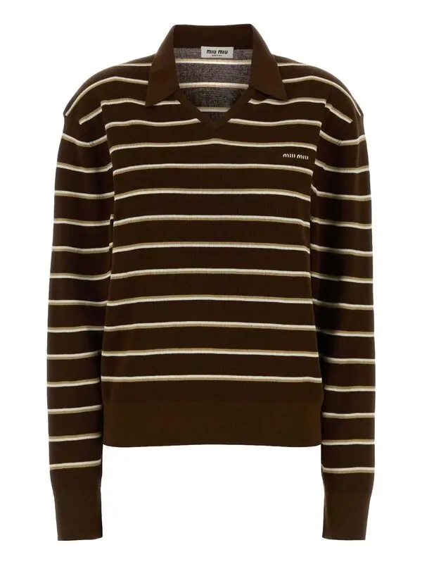 Miu Miu Embroidered Stretch Cotton Blend Polo Shirt - Multicolor