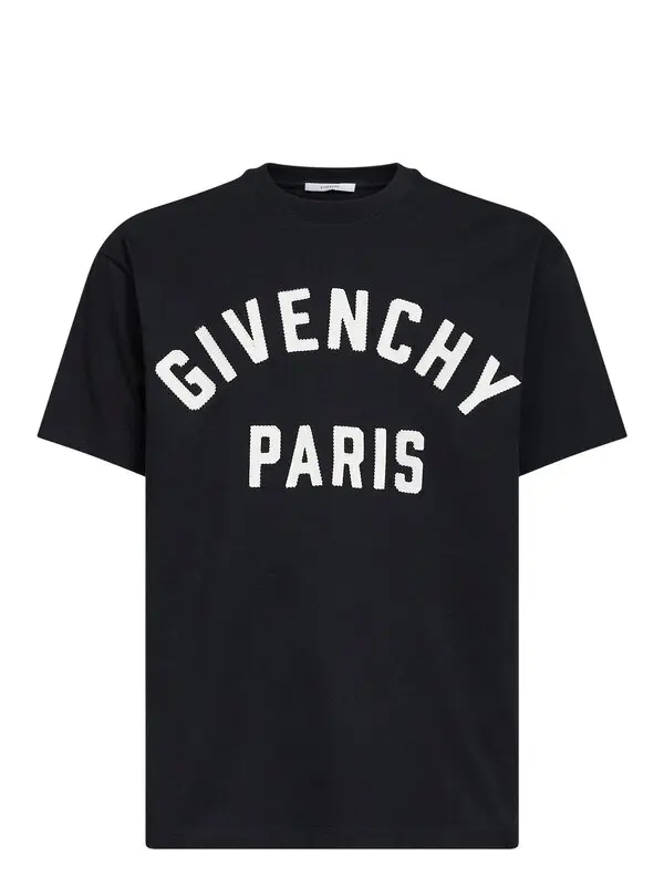 Givenchy Black Cotton Paris Embroidered T-shirt - Multicolor