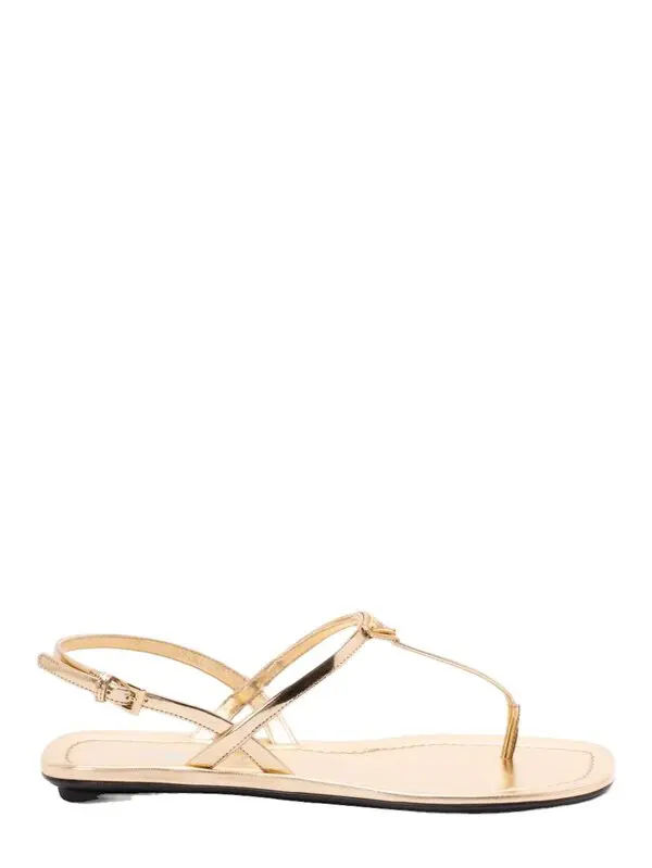 Prada Leather Thong Sandals With Gold-tone Buckle - Multicolor