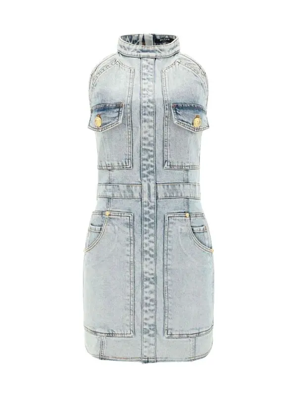 Balmain Denim Mini Dress - Blue