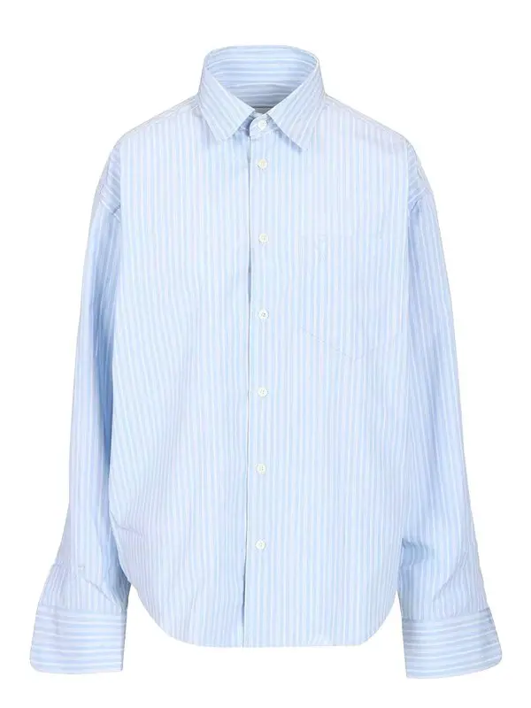 Ami Striped Boxy Fit Shirt - Blue