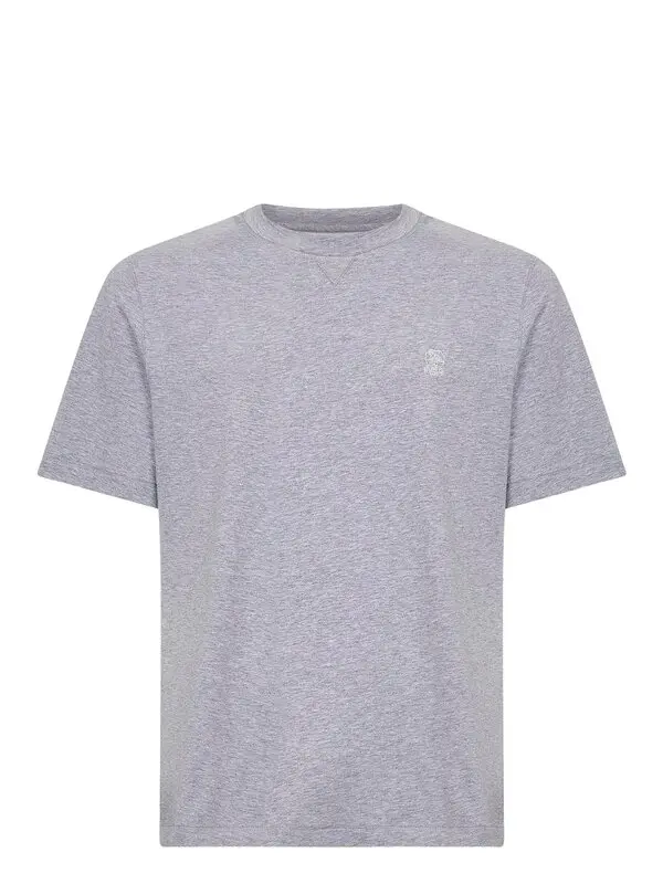 Brunello Cucinelli Grey Solomeo Crest Crewneck T-shirt - Multicolor
