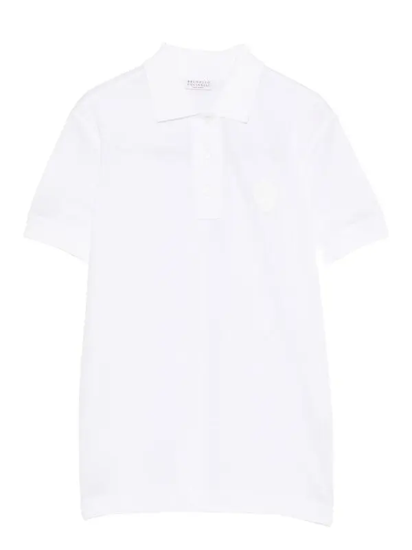 Brunello Cucinelli White Cotton Appliqué Polo Shirt - Multicolor