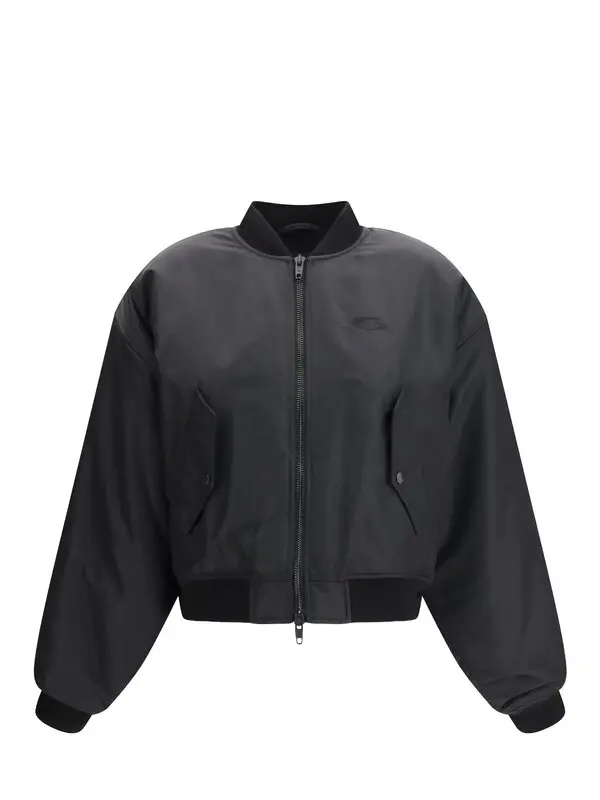 Balenciaga Bomber Jacket With Embroidered Logo - Black