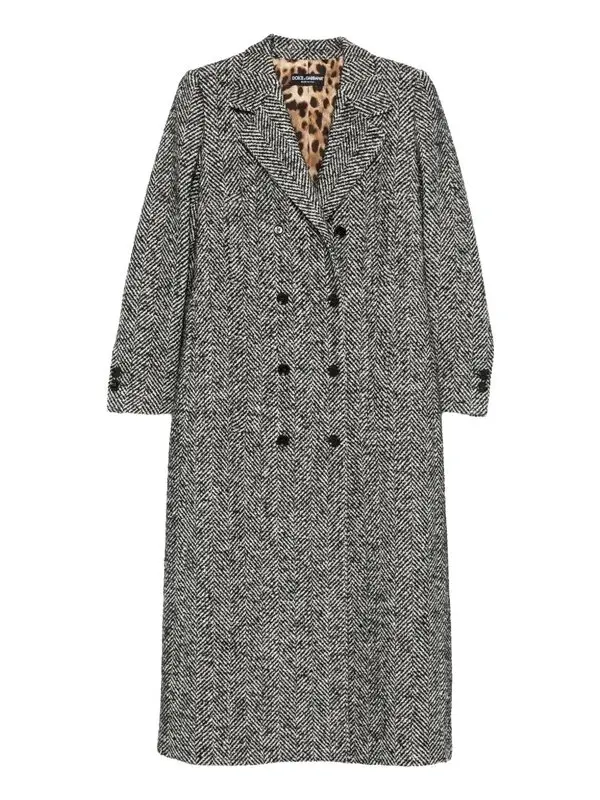 Dolce & Gabbana Wool Herringbone Double-breasted Coat - Multicolor