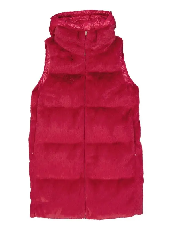 Herno Padded Faux Fur Vest Coat - Pink