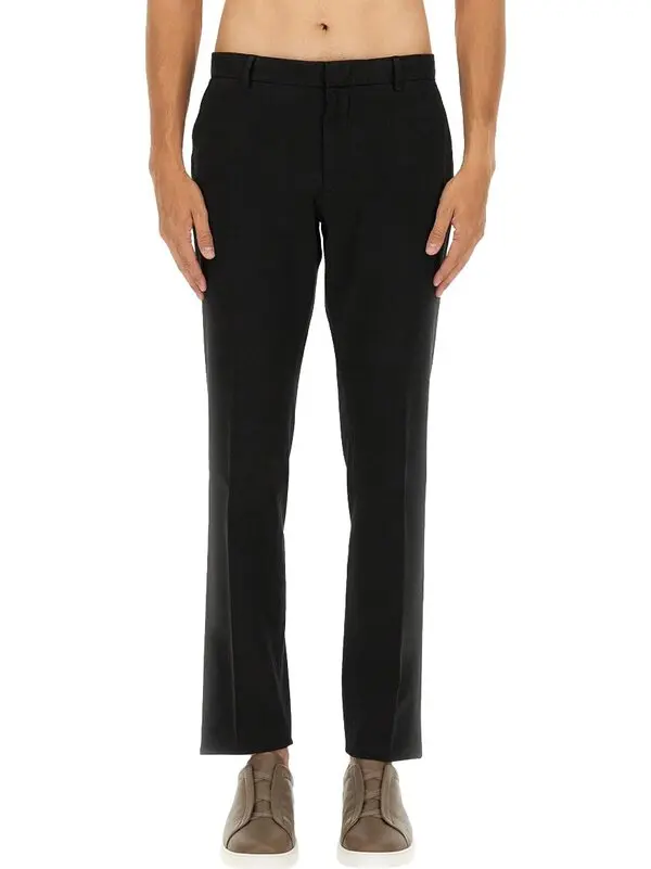 Zegna Premium Cotton Stretch Pants - Black