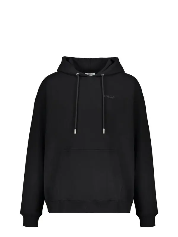 Off-White Logo Drawstring Hooded Sweatshirt - Black