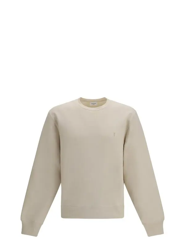 Saint Laurent Embroidered Cassandre Logo Crewneck Sweatshirt - Cream