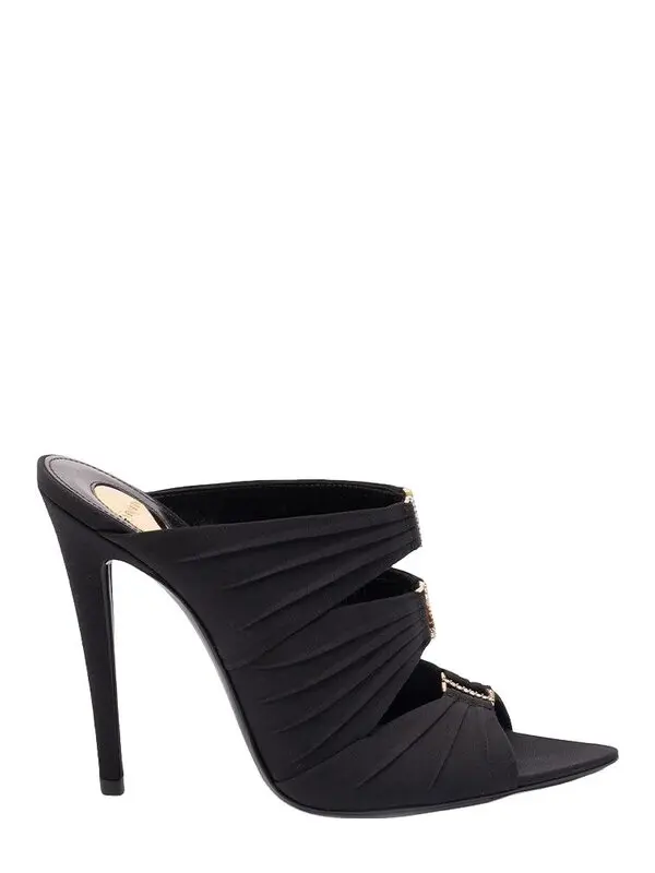 Saint Laurent Black Viscose Emilie Sandals - Multicolor