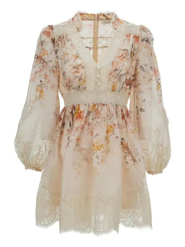 Zimmermann Luna Lace Lantern Dress - Multicolor