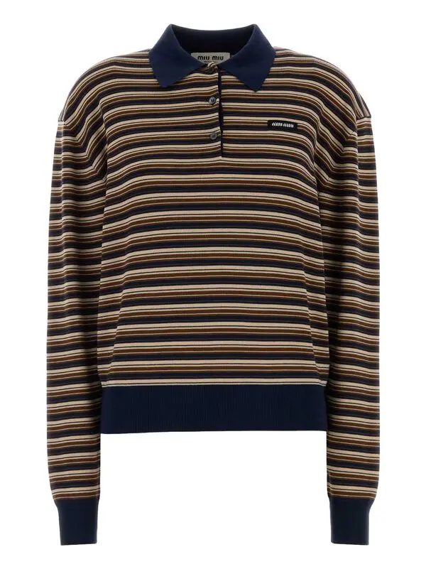 Miu Miu Embroidered Wool Polo Shirt - Multicolor