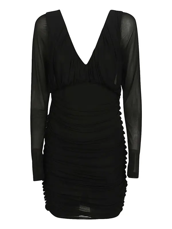 Saint Laurent Mini Draped Dress - Black