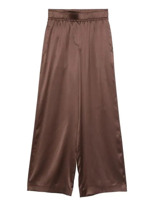 Brunello Cucinelli Silk Wide Leg Trousers - Multicolor