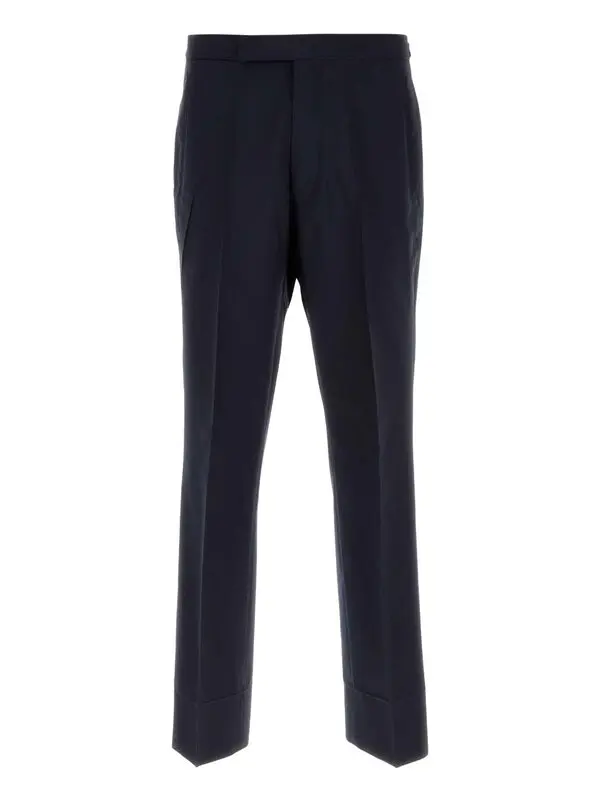 Prada Navy Wool Blend Tailored Trousers - Blue