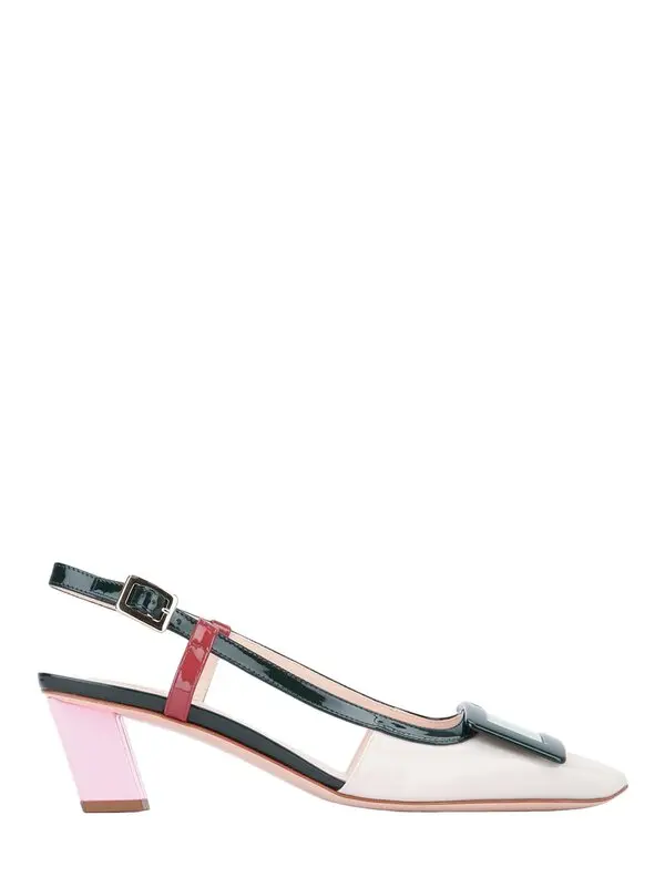 ROGER VIVIER Lacquered Buckle Sling Back Pumps - Multicolor