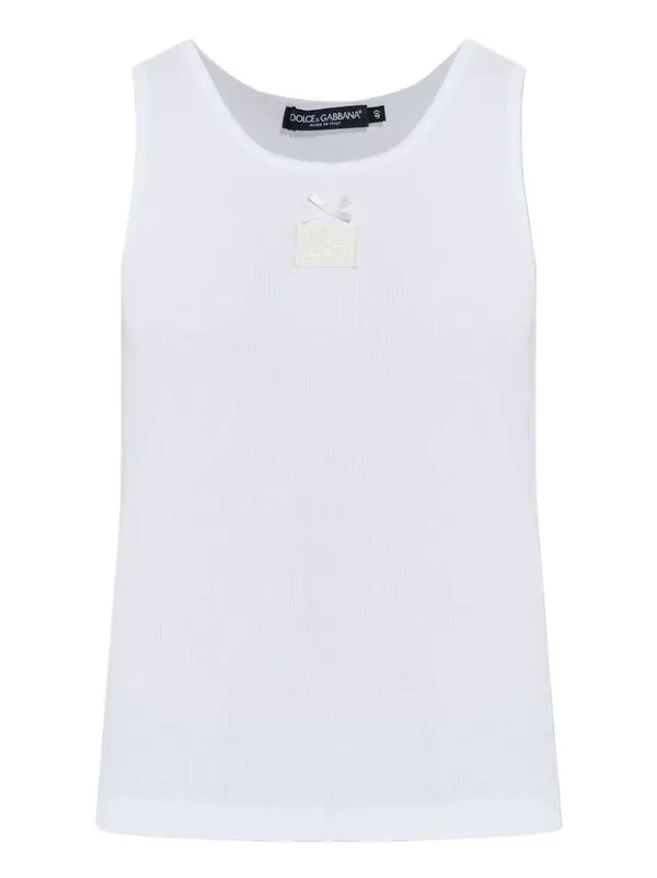 Dolce & Gabbana Ribbed Cotton Tank Top With Appliqu - Multicolor