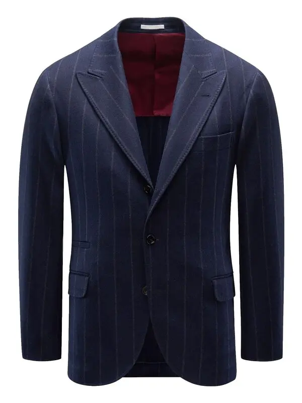 Brunello Cucinelli Striped Wool Jacket - Blue