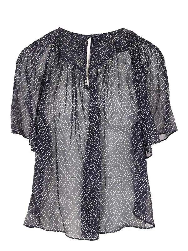 Isabel Marant Étoile Neslya" Printed Muslin Blouse With Tie Detail - Blue