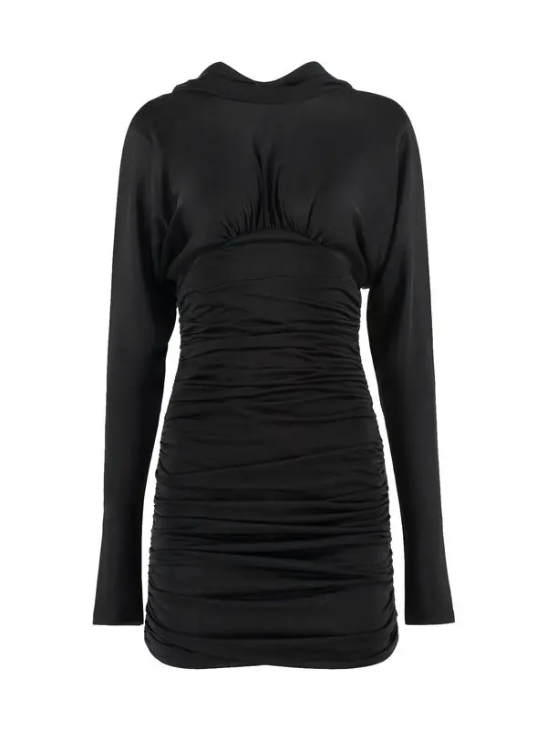 Saint Laurent Cowl Back Mini Dress - Black