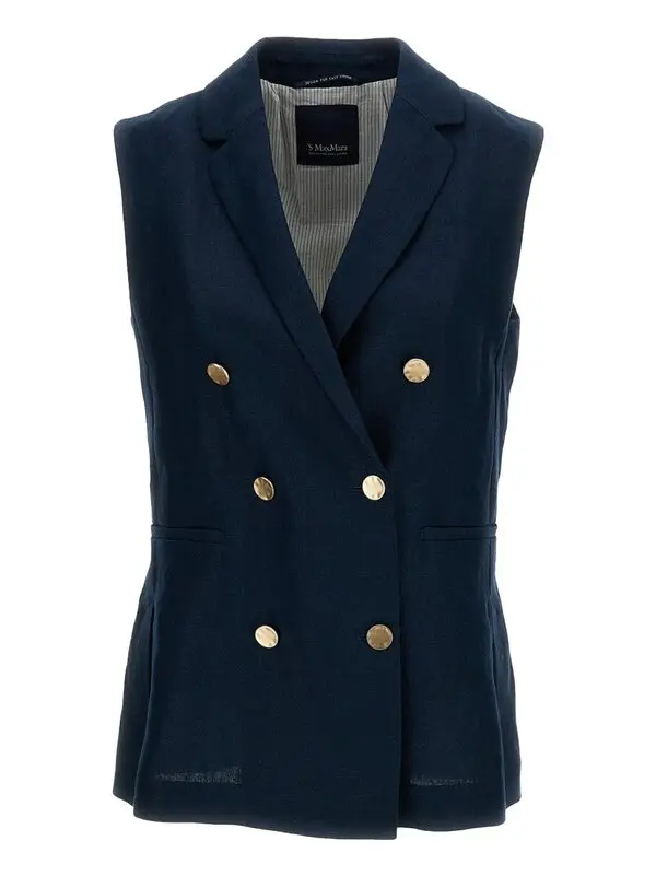 Max Mara Double-breasted Linen Vest - Multicolor