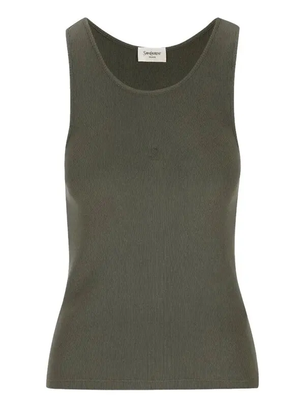 Saint Laurent Ribbed Tank Top With Embroidered Logo - Multicolor