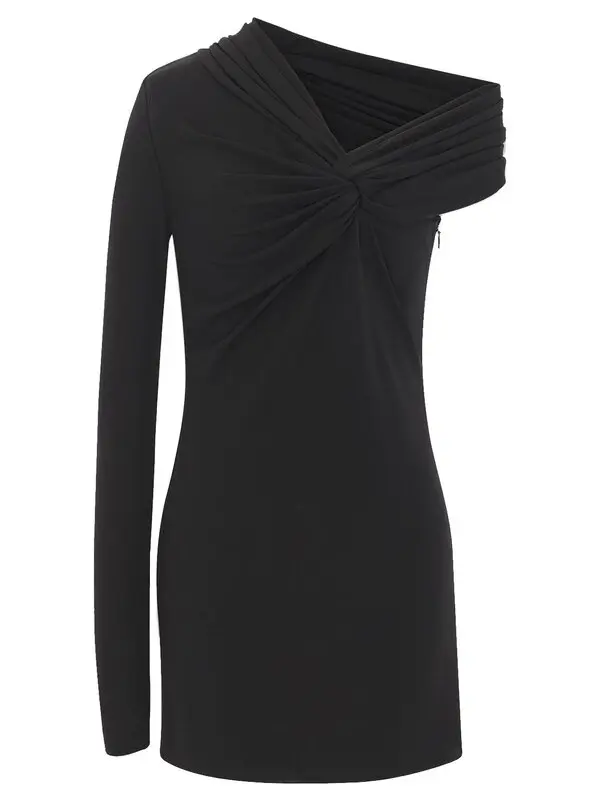 Saint Laurent One-sleeve Twisted Dress - Black