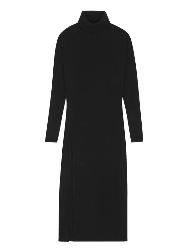 Saint Laurent Ribbed Cashmere Dress - Black