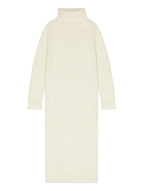 Saint Laurent Extra Long High Neck Mohair Sweater - White