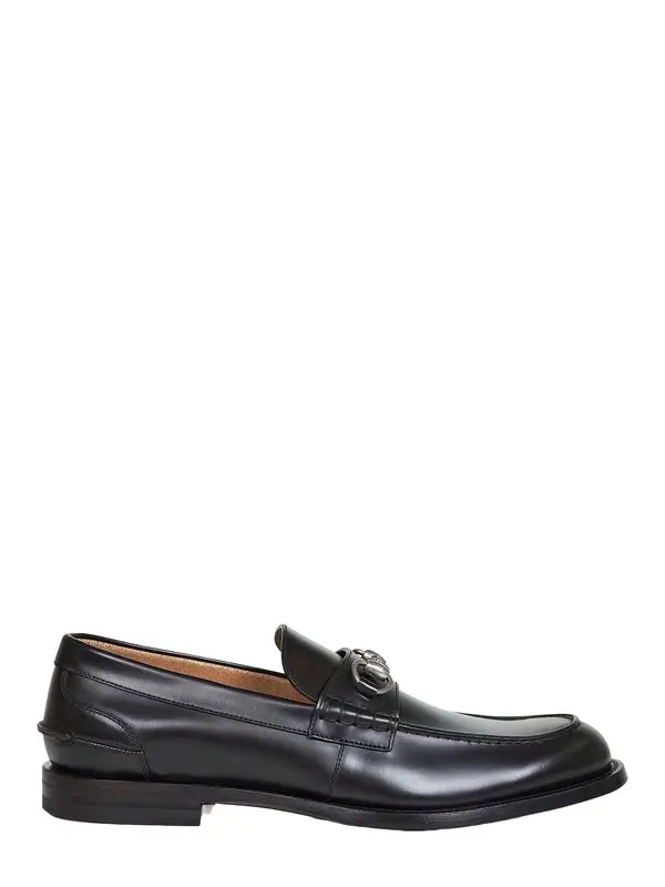 Gucci Black Leather Horsebit Loafers - Multicolor