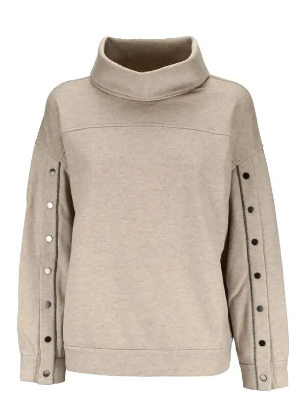Brunello Cucinelli Cashmere Sweater With Buttoned Sleeves - Cream