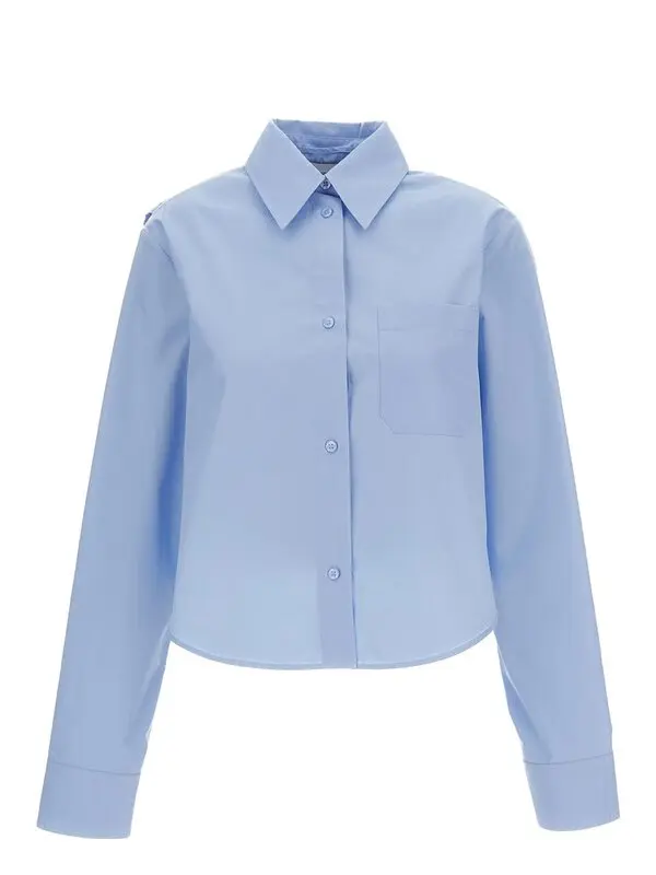 Sportmax Cropped Cotton-blend Shirt With Pleated Back - Multicolor
