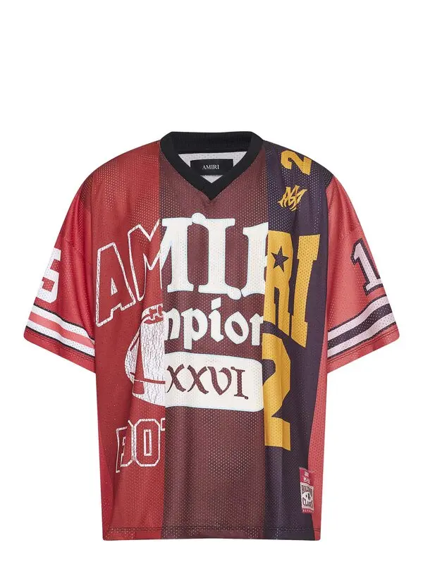 Amiri Red Mesh Oversized Spliced T-shirt - Multicolor